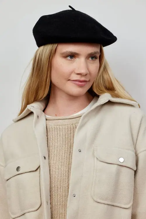 Hat Attack Wool Beret - Black