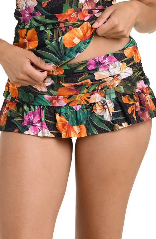 La Blanca Ruffle Skirted Bikini Bottom - Brown Multi