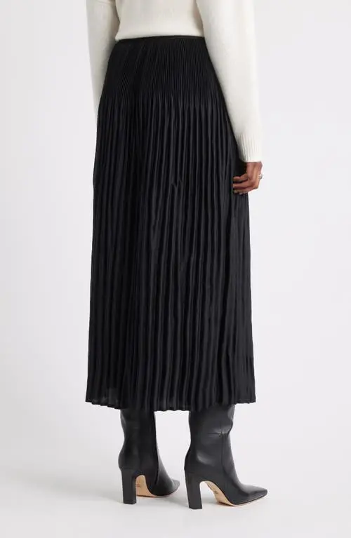 Treasure & Bond Pleated Satin Midi Skirt - Black