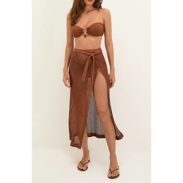 VIX PAULA HERMANNY Rena Open Stitch Cover-up Pareo - Brown