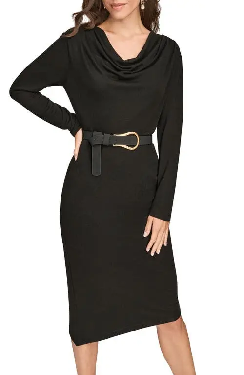 Donna Karan New York Long Sleeve Cowl Neck Sheath Dress