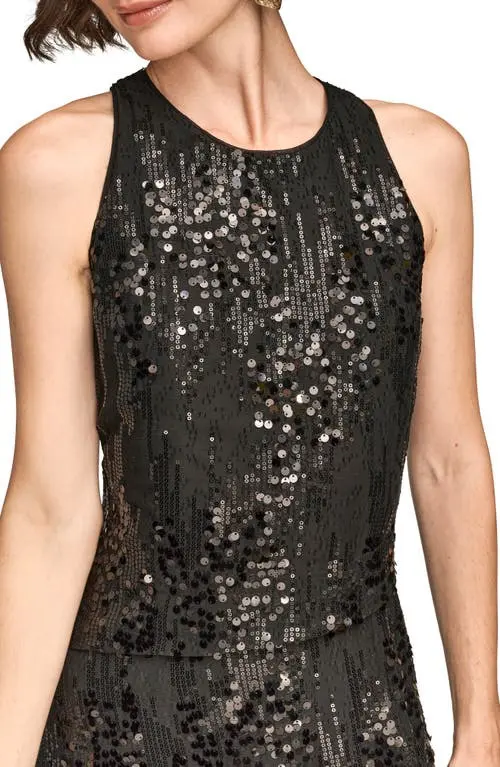 donna karan black sequin dress Donna Karan Women's Sequin Halter Gown Dress in Black, Size 14