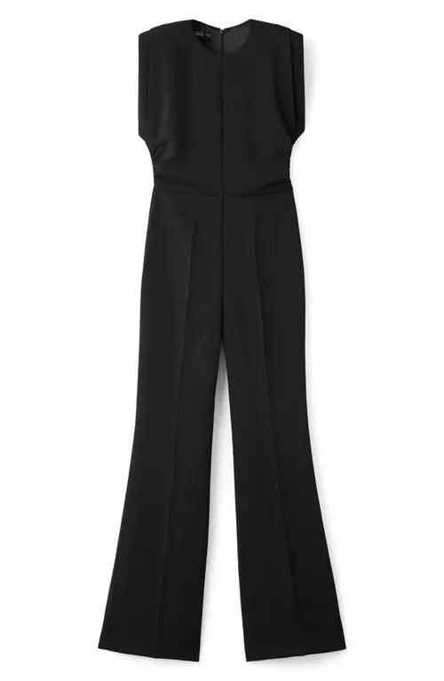 Mango Ruched Sleeveless Wide Leg Jumpsuit - Black