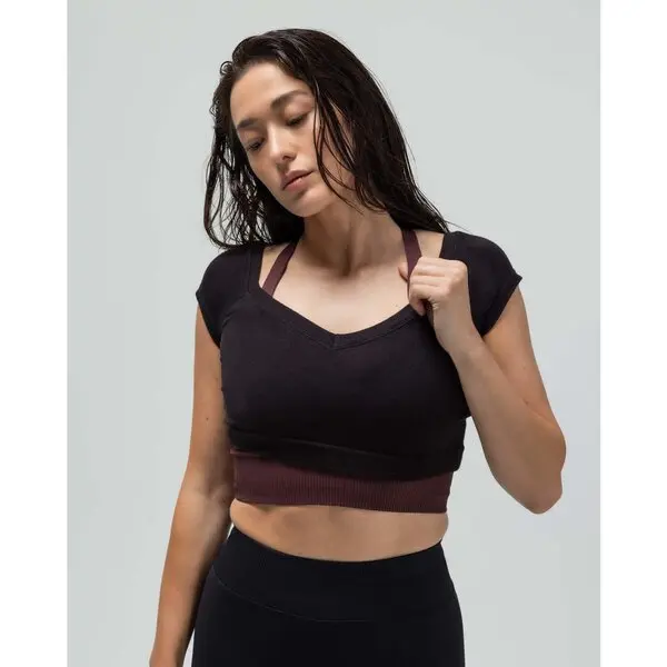 REFORMER Ribbed Cap Sleeve Cropped Top - Black