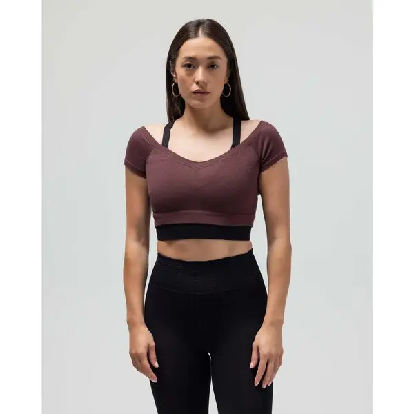 REFORMER Ribbed Cap Sleeve Cropped Top - Maple