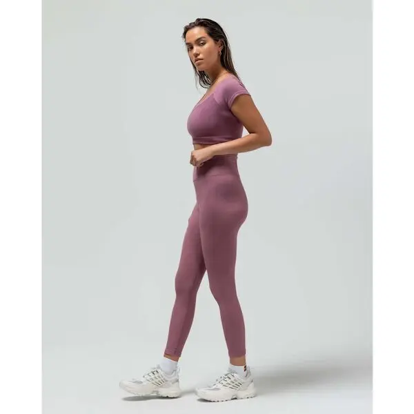 REFORMER Ribbed Cap Sleeve Cropped Top - Mauve