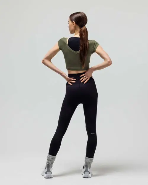 REFORMER Ribbed Cap Sleeve Cropped Top - Olive