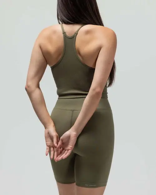 REFORMER The Crop Racerback V-neck Tank Top - Olive