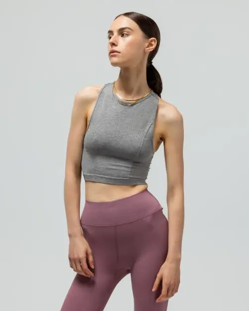 REFORMER Heather Cropped Tank - Heather Black