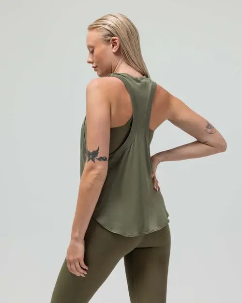 REFORMER Loose Racerback Tank Top - Olive