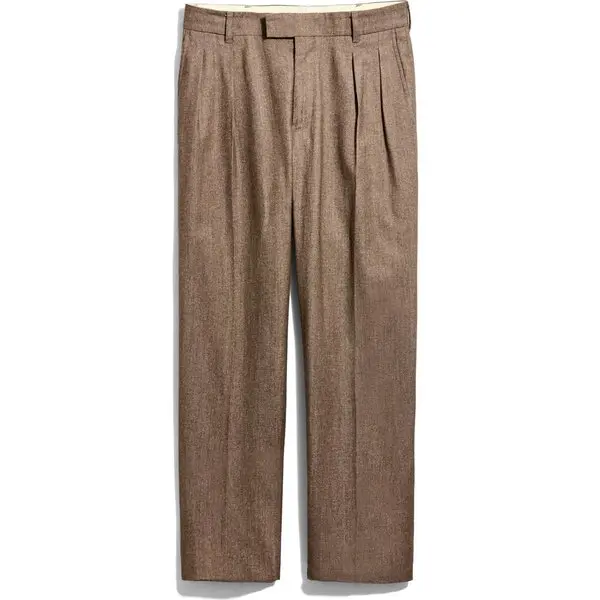 Billy Reid Pleated Cotton & Virgin Wool Dress Trousers - Brown