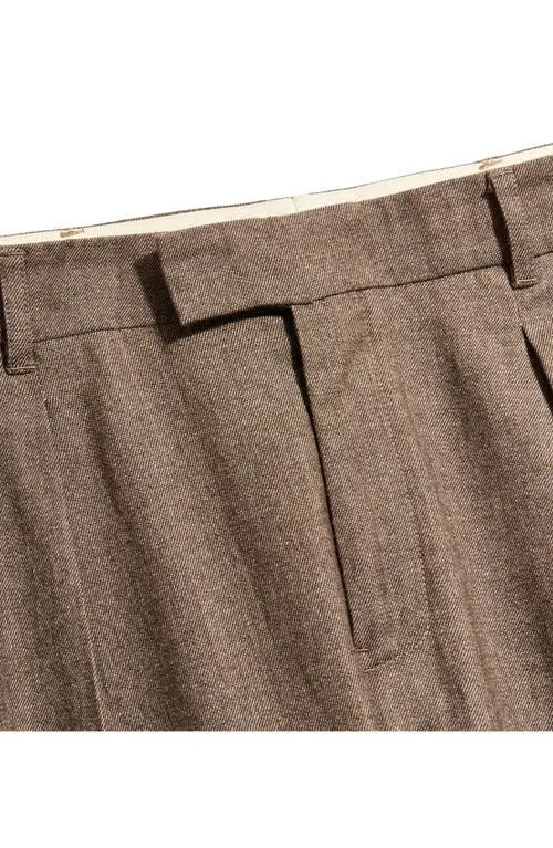 Billy Reid Pleated Cotton & Virgin Wool Dress Trousers - Brown