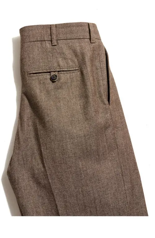 Billy Reid Pleated Cotton & Virgin Wool Dress Trousers - Brown