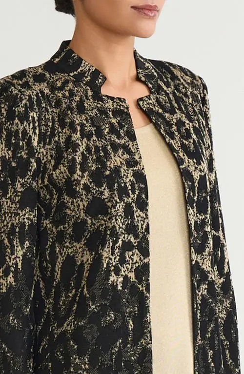 Ming Wang Metallic Leopard Jacquard Knit Jacket