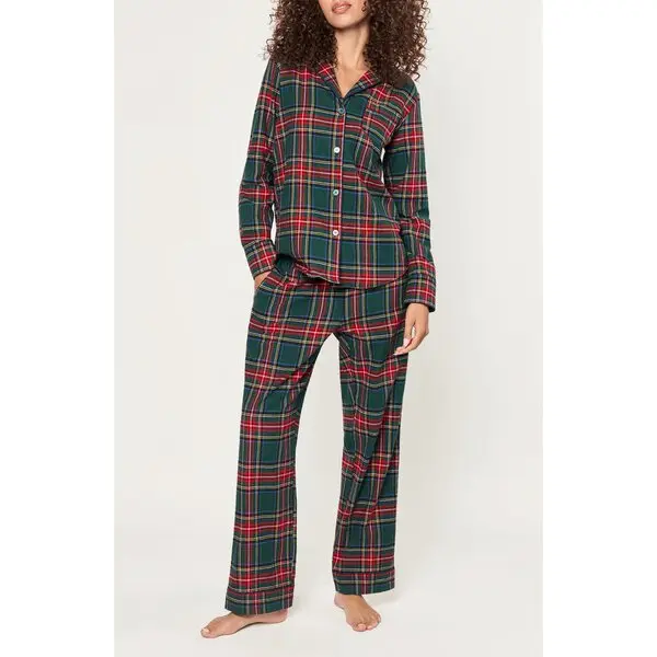 PETITE PLUME Kensington Tartan Cotton Twill Pajamas - Green