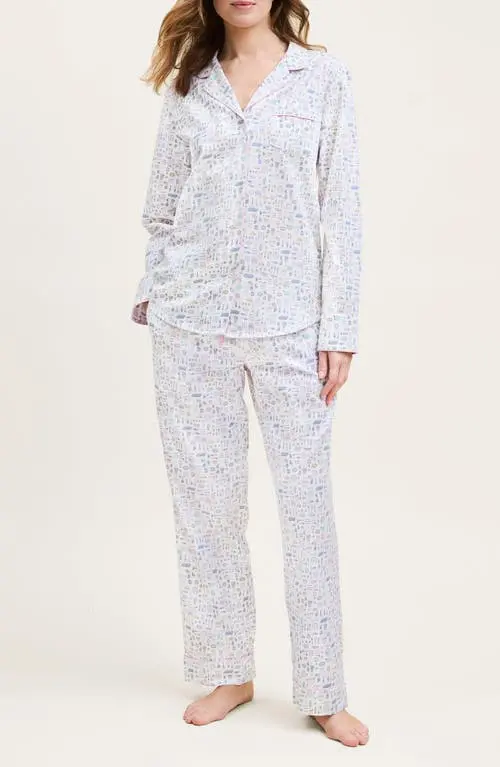 PETITE PLUME Baking Spirits Bright Brushed Cotton Twill Pajamas - White