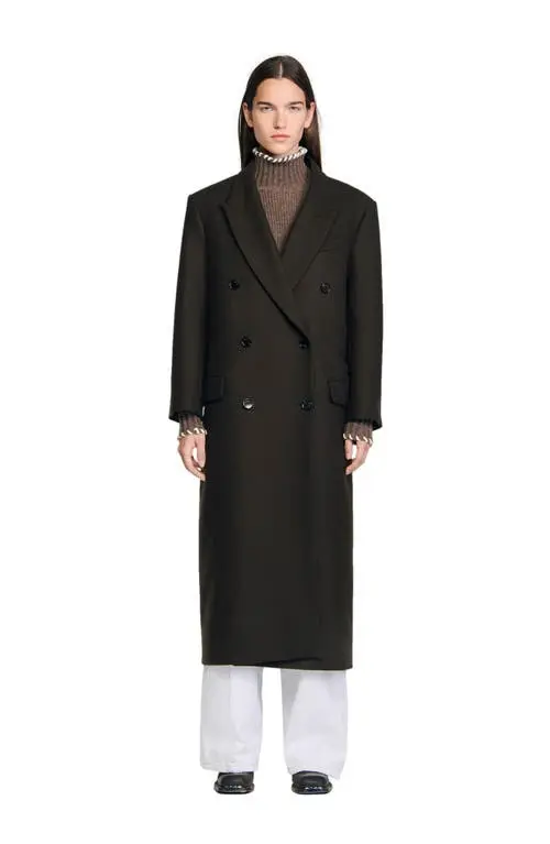 Sandro Straight Coat - Brown