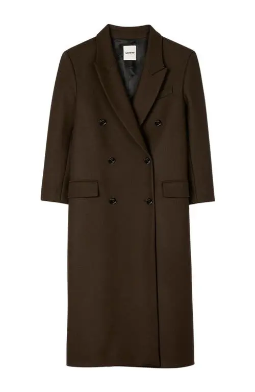 Sandro Straight Coat - Brown