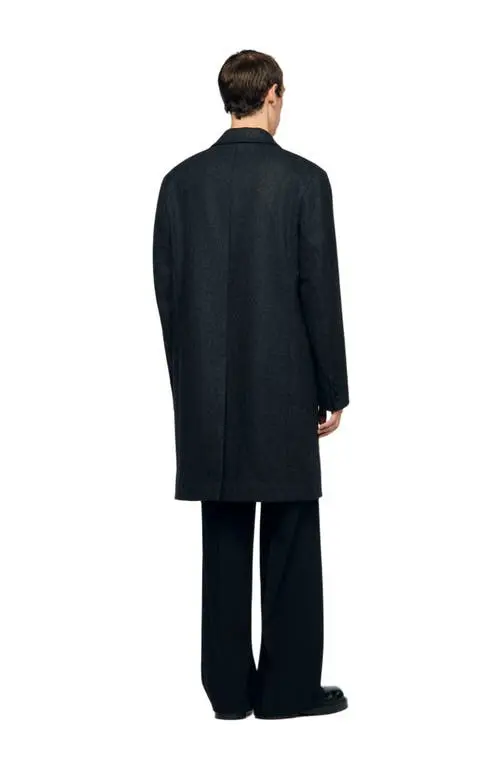 Sandro Wool Broadcloth Coat - Dark Grey