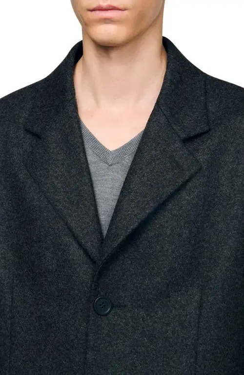 Sandro Wool Broadcloth Coat - Dark Grey