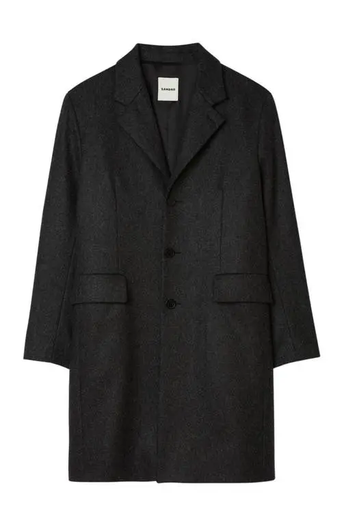 Sandro Wool Broadcloth Coat - Dark Grey