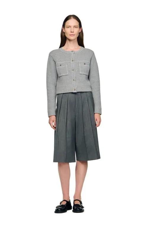 Sandro Cardigan With Contrast Stitching