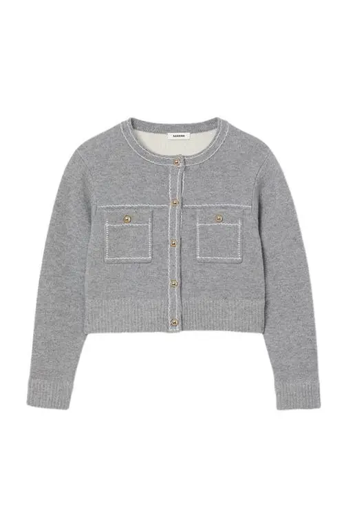 Sandro Cardigan With Contrast Stitching