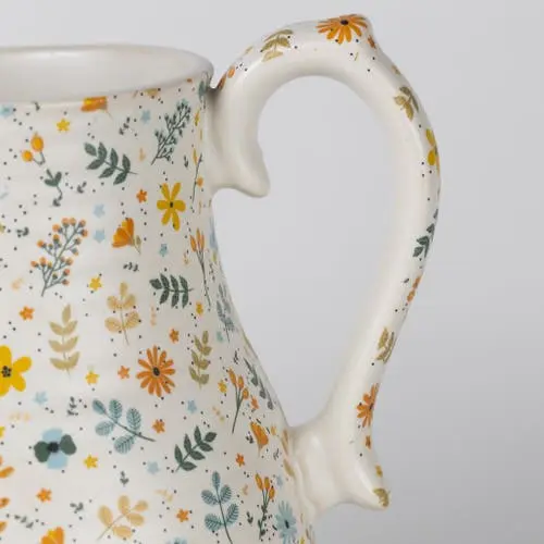 TEN THOUSAND VILLAGES Tula Floral Ceramic Pitcher