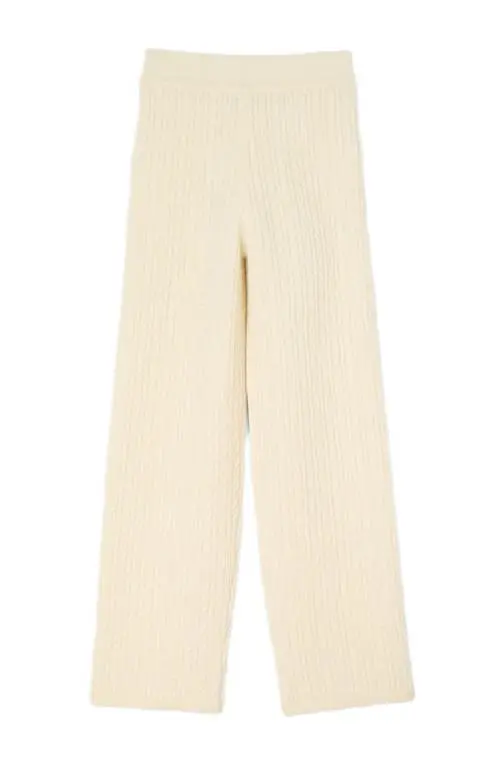 Sandro Cable Knit Straight Leg Trousers - Ecru