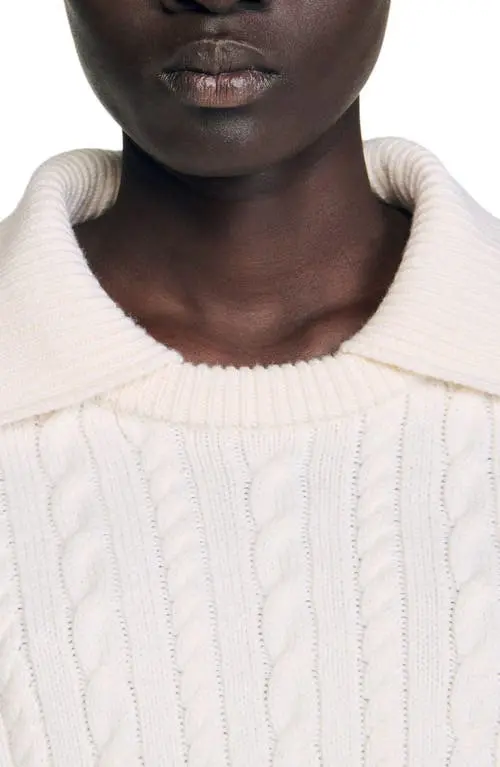 Sandro Sailor-neck Fine Knit Sweater - Ecru