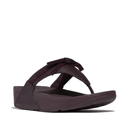 Fitflop Lulu Glitz Bow Leather Toe-post Sandals - Plumberry