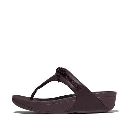 Fitflop Lulu Glitz Bow Leather Toe-post Sandals - Plumberry