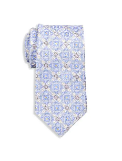 OAK HILL PREMIUM BY DXL Big & Tall Medallion Silk Tie - Lt Blue