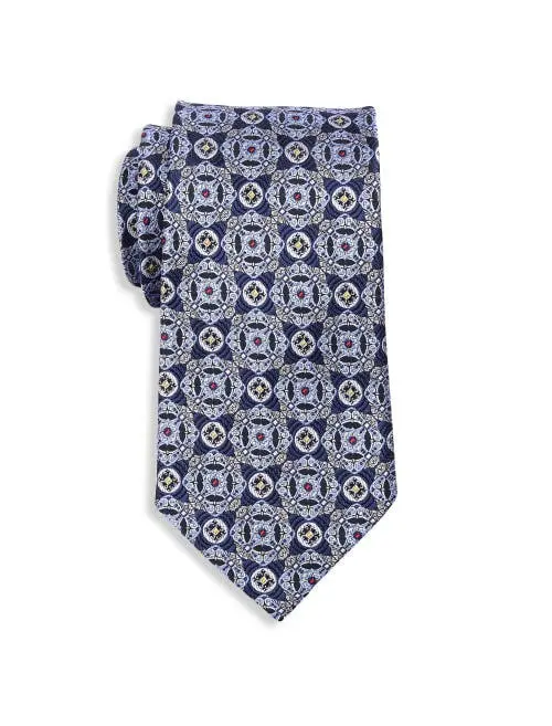 OAK HILL PREMIUM BY DXL Big & Tall Medallion Silk Tie - Navy