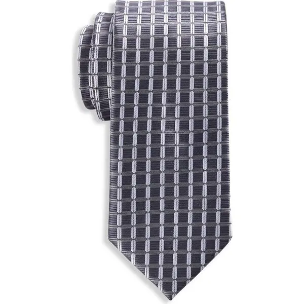 OAK HILL BY DXL Grid Patterned Neck Tie - Charcoal