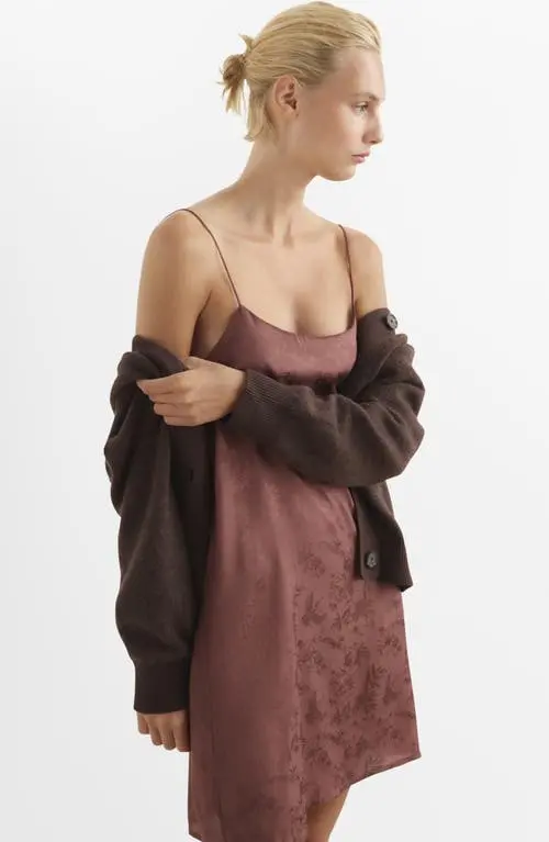 Mango Jacquard Satin Nightgown - Brown