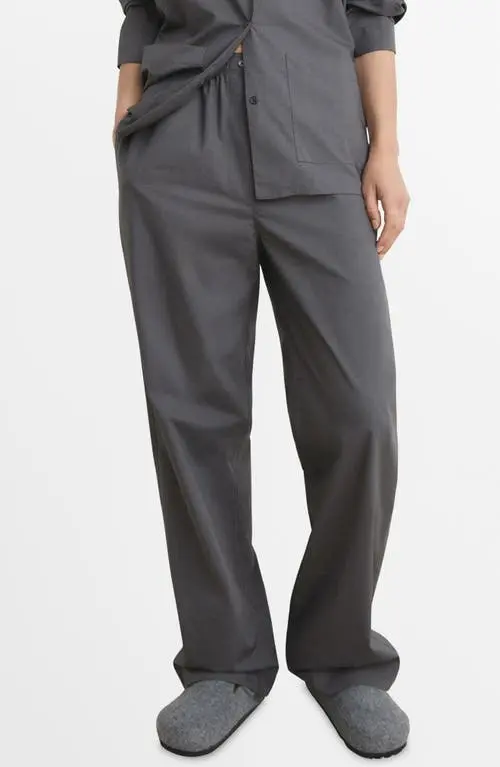 Mango Cotton Poplin Pajama Pants - Charcoal