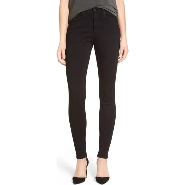 Ag Farrah Mid Rise Skinny Jeans - Super Black