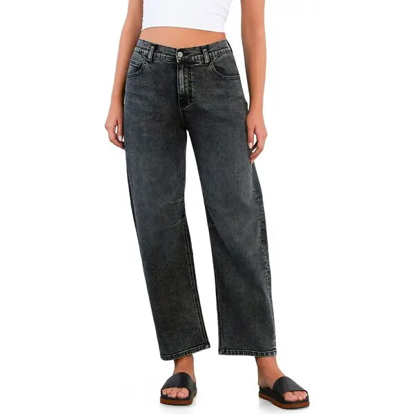 HINT OF BLU Valerie High-waist Ankle Barrel Jeans - Powder Grey