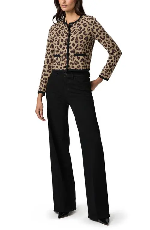Paige Oberon Leopard Spot Crop Merino Wool Cardigan