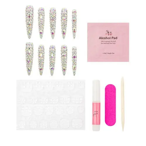 3H NAILS Diamond Dust Luxury Handmade Press On Nails - Metallic Silver