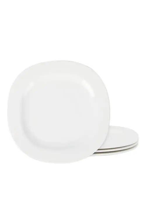 STONE + LAIN Quadro Porcelain 4-piece Dinner Plate Set - White