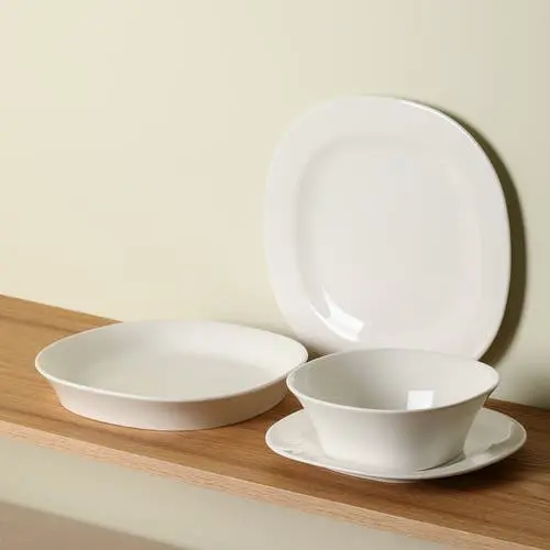 STONE + LAIN Quadro Porcelain 4-piece Dinner Plate Set