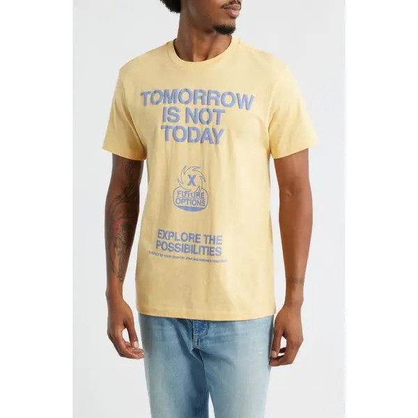 THE FORECAST AGENCY Tomorrow Is Not Today Cotton Graphic T-shirt - Sunburst