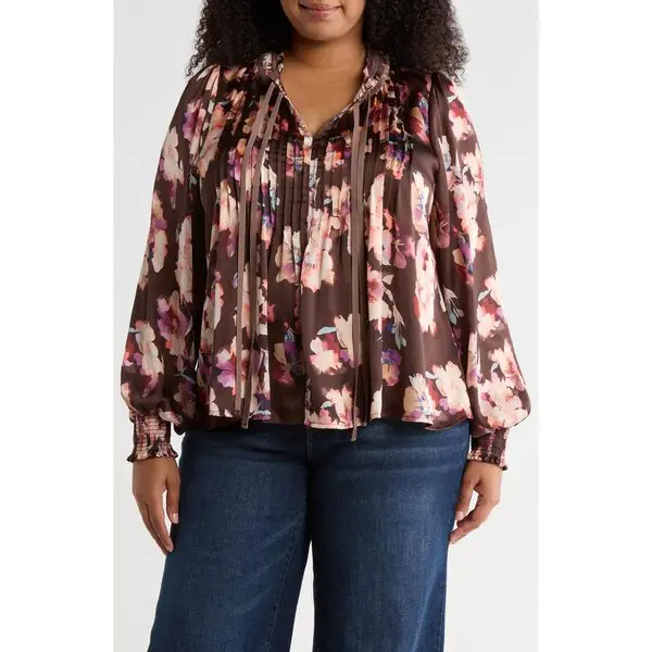 Treasure & Bond Pintuck Satin Top