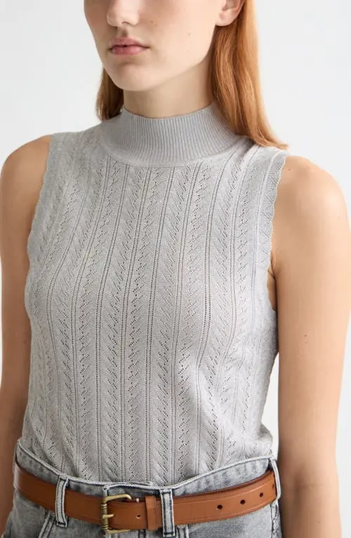 Scotch & Soda Metallic Pointelle Sleeveless Turtleneck Sweater