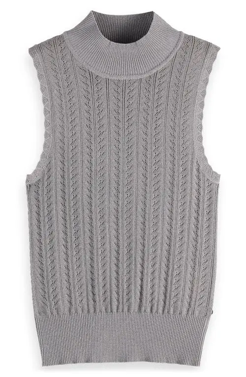 Scotch & Soda Metallic Pointelle Sleeveless Turtleneck Sweater