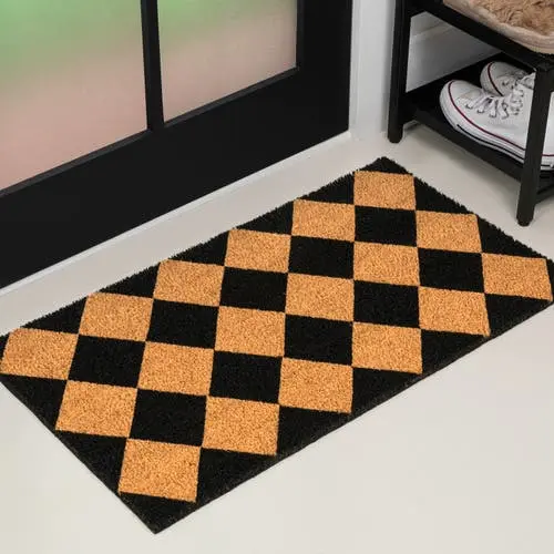 JONATHAN Y Peater Classic Casual Commerical Natural Coir Mat Indoor/outdoor - Natural Black Geo