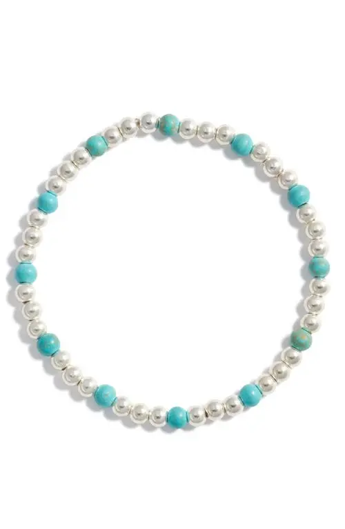 NASHELLE Turquoise Stone & Bead Stretch Bracelet - Sterling Silver