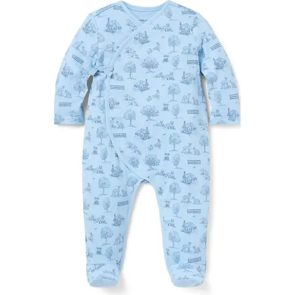 Janie And Jack Baby Woodland Toile Wrap Footed One-piece - Blue